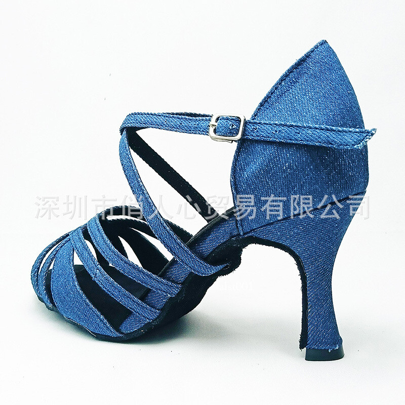 Women Latin Salsa Tango Denim Dance Shoes Ballroom Profession Shoes ...