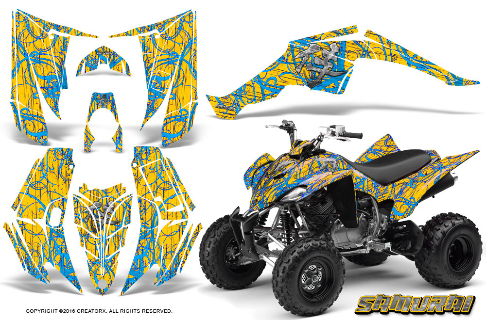 YAMAHA RAPTOR 350 GRAPHICS KIT CREATORX DECALS STICKERS SAMURAI BLIY | eBay