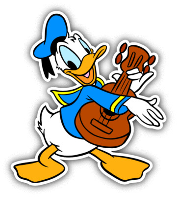 Donald Duck Guitar Cartoon Car Bumper Sticker Decal 5''x 4'' | eBay