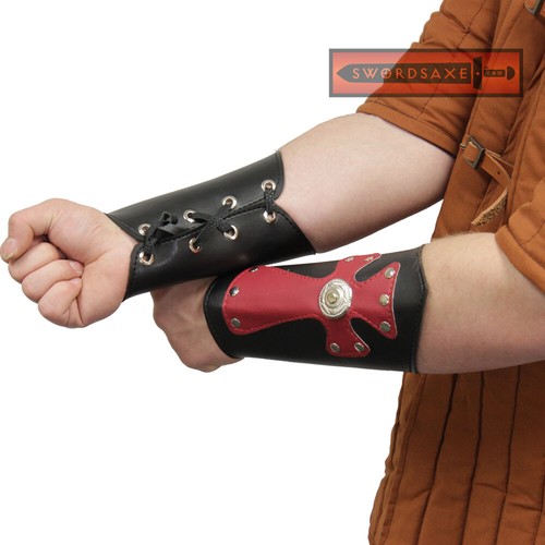 Medieval Templar Knight Celtic Leather Red Cross Arm Guard Bracers ...