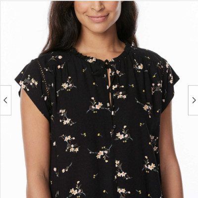 BUFFALO WOMEN'S FLUTTER SLEEVE FLORAL PRINT BLOUSE(BLACK POPPY MEDIUM ...
