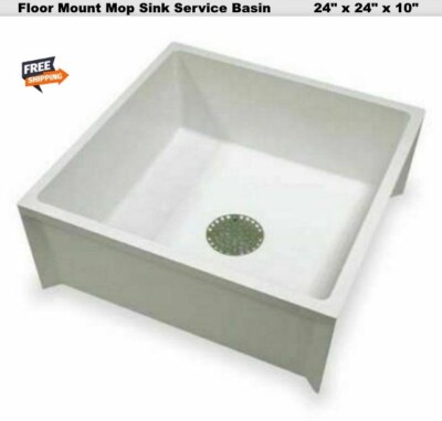 Floor Mount Mop Sink Service Basin 24 x 24 x 10in Single Bowl Center ...