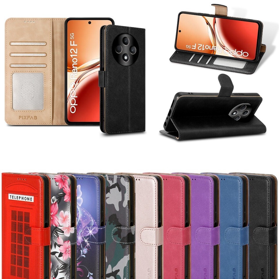 For OPPO Rone12 F / 12 FS 5G Case, Leather Wallet RFID Flip Stand Phone ...