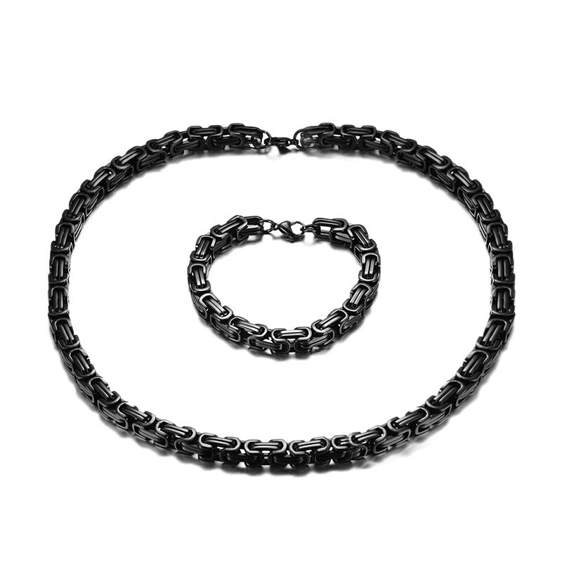 Mens Stainless Steel 4/5/6/8mm Byzantine Box King Chain Necklace ...