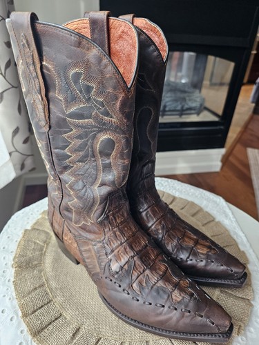 Dan Post Caiman Leather Cowboy Boots Men 12D Brown Style 2391 Caboose ...