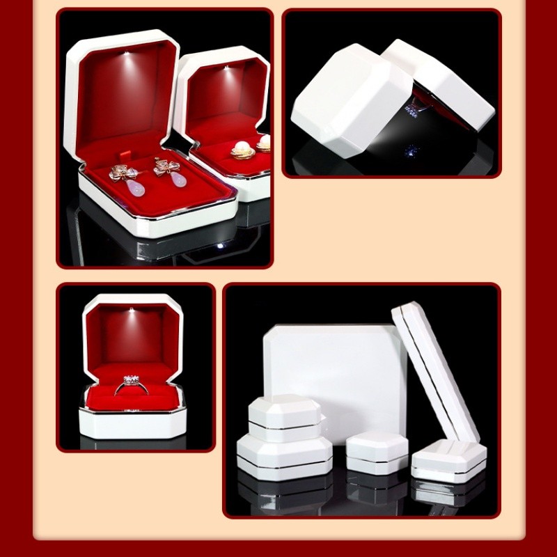 Diamond Ring Box with Led Light Jewelry Box Wedding Proposal Engagement ...