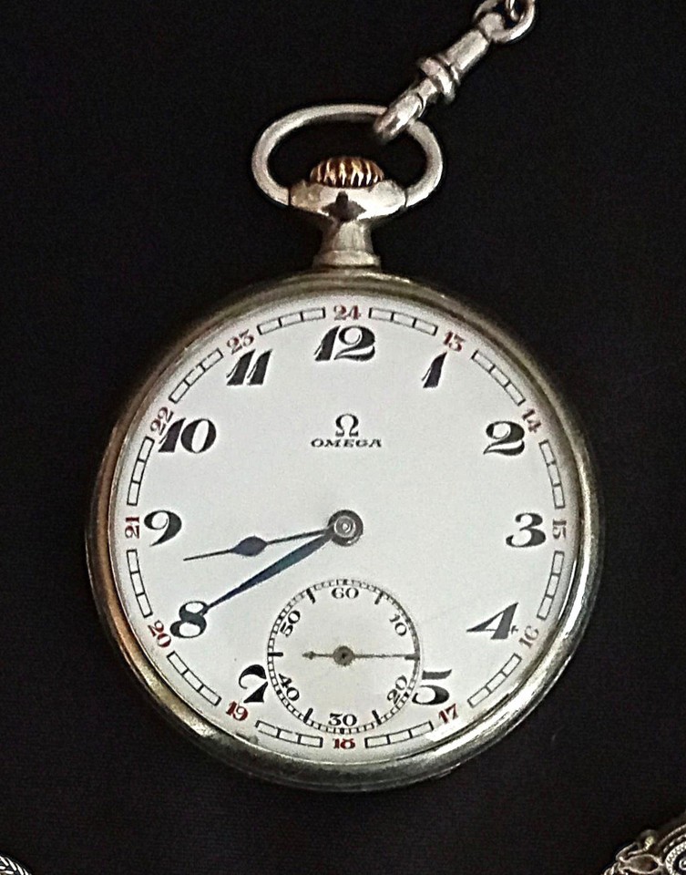 Vintage Omega pocket watch, open face, with 13" fine chain | eBay