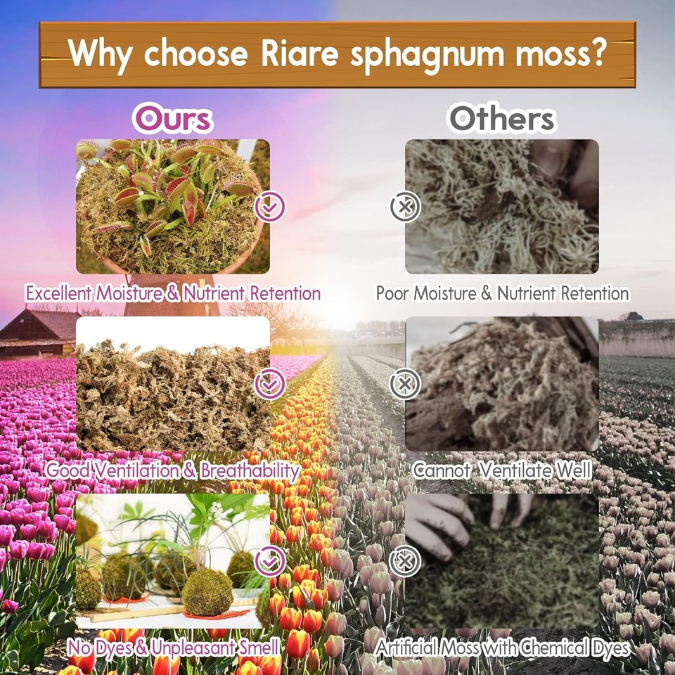 1kg Premium Sphagnum Moss for Plants-40L Natural Long Fibered Sphagnum ...