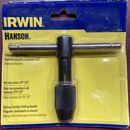 IRWIN Hanson T Handle Tap Wrench 1/4”-1/2” Spring Tension Sliding ...