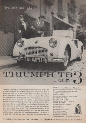 1958 Triumph TR3 - Fancy Couple Fedora Hat Check Convertible Car- Print ...