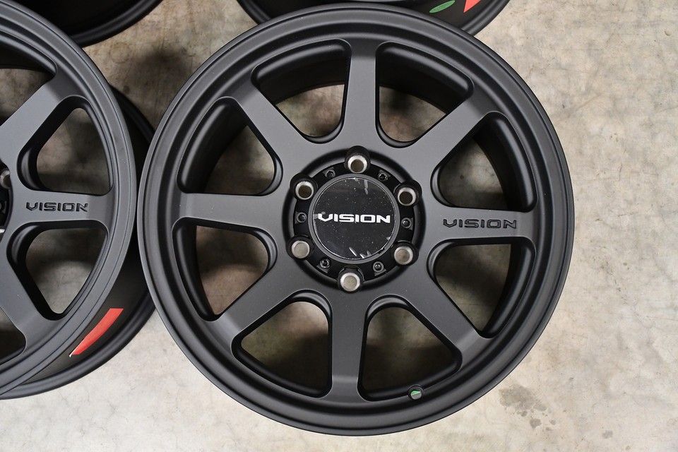 Set 4 17" Vision Off-Road 351 Flow Satin Black Wheels 17x9 6x5.5 Rims ...