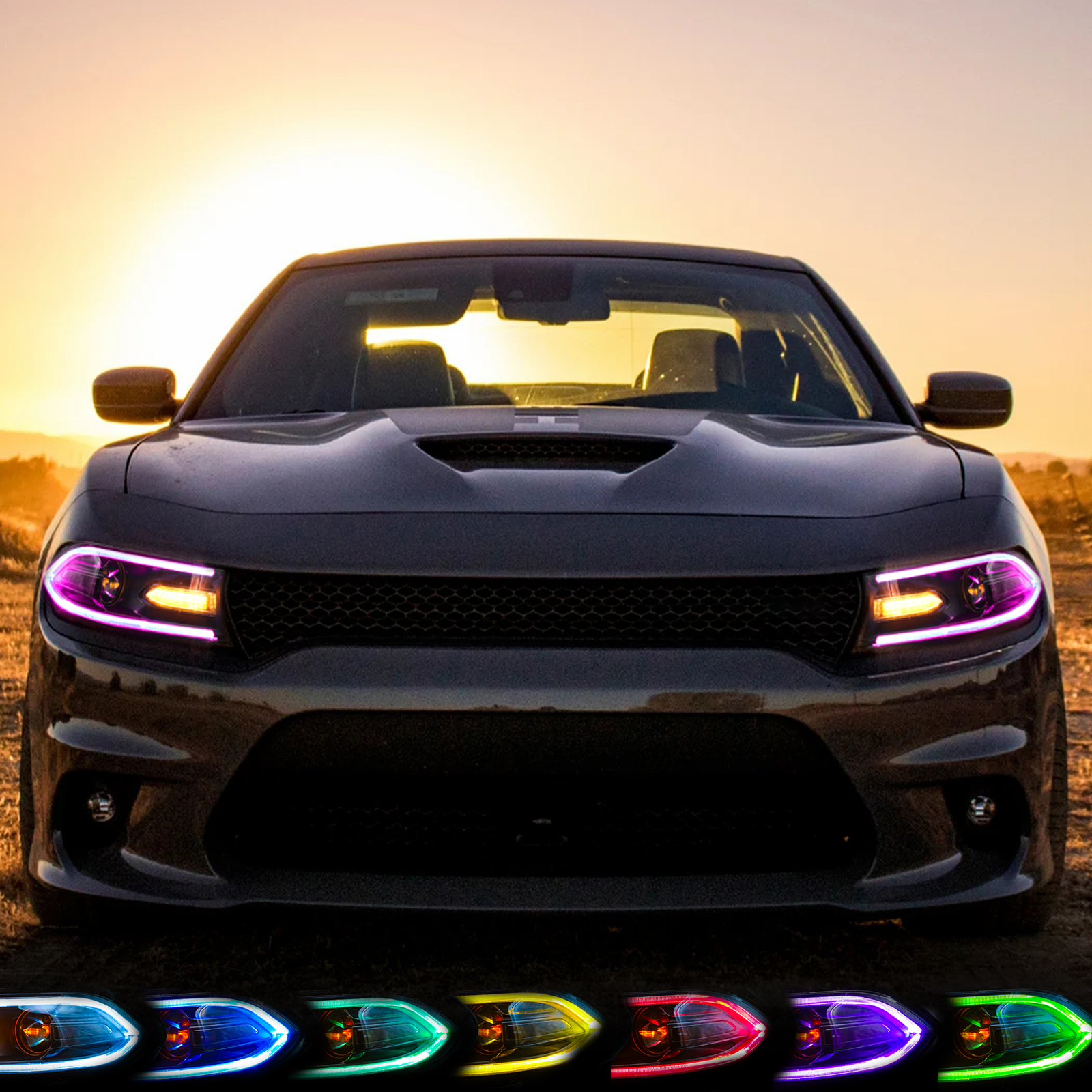 VLAND RGB LED Headlights Fit DODGE CHARGER 2015-2023 Sequential Turn ...