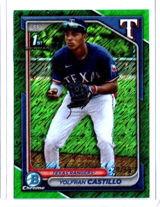 2024 BOWMAN CHROME YOLFRAN CASTILLO 1ST BOWMAN GREEN SHIMMER REFRACTOR ...