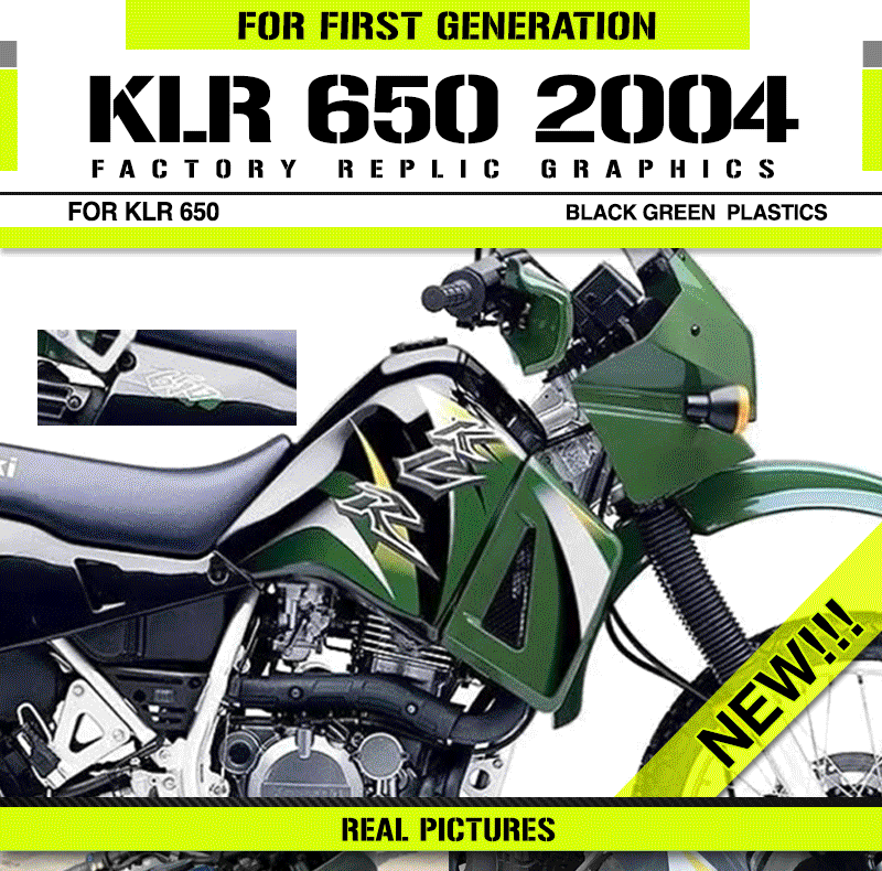 KAWASAKI KLR650 FULL GRAPHIC KIT DECALS STICKER CALCOMANIAS GREEN 2004 ...