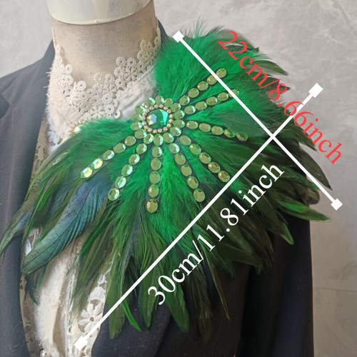 Rhinestone Gradient Feather Epaulet Brooch Shoulder Board Stage Party ...