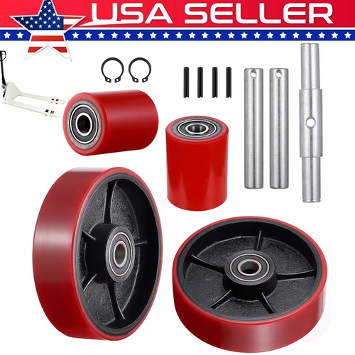 Pallet Jack Lift Truck Steer Load Wheels Set Replacement Kit 20mm ID ...