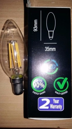 4w LED Clear Candle Filament Light Bulbs Lamp SBC Small Bayonet B14 40w ...