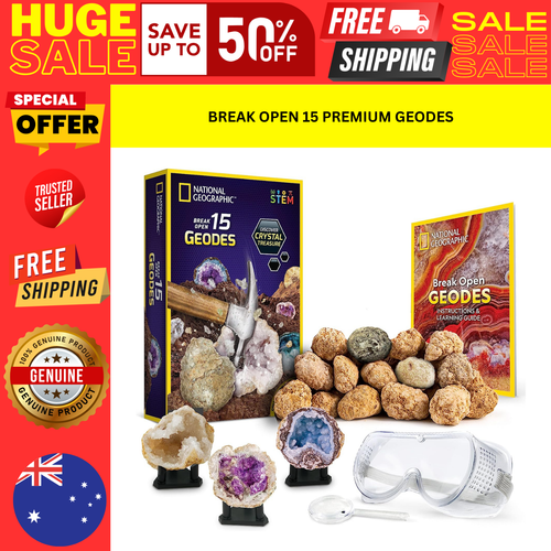 Break Open 15 Premium Geodes w/ Goggles Detailed Learning Guide 3 ...