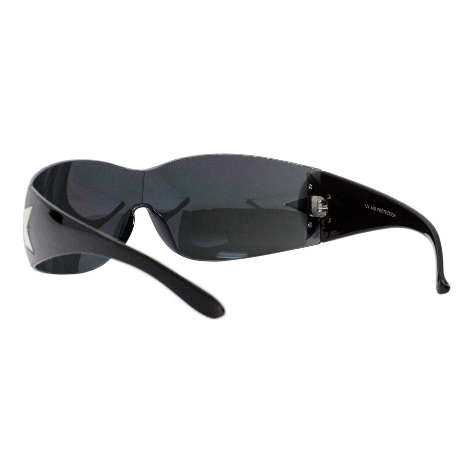 Women's Sunglasses Rimless Rectangular Shield Wrap Around Star Hinge UV ...