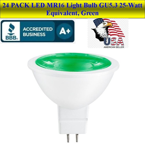 24 PACK GREEN LED MR16 Light Bulb GU5.3 25-Watt Equivalent, halogen ...