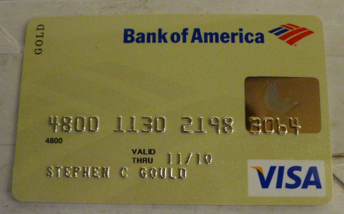 Bank Of America Credit Card Gold Visa - Un-Signed Vintage Expired ...