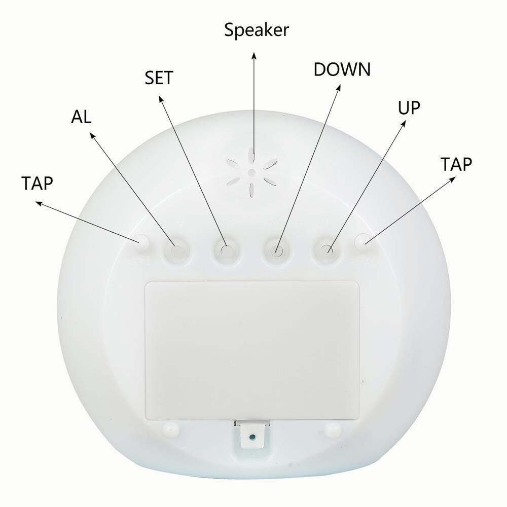 Round Light changing Alarm Clock LED FM Radio Bedside Sounds Night Lamp ...