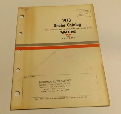 1973 Dealer Catalog Wix Filters Passenger Cars Light Trucks Imported ...