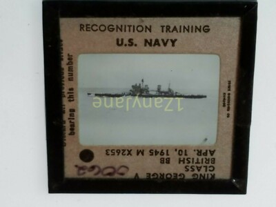 0062 PHOTO GLASS SLIDE PLANE/SHIP Military King George V Class British ...
