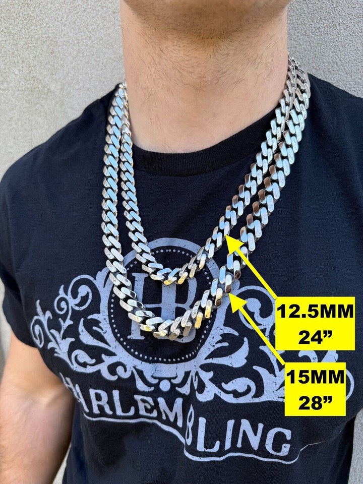 Monaco Cuban Link Chain Necklace Or Bracelet Hollow Real 925 Silver 9 ...