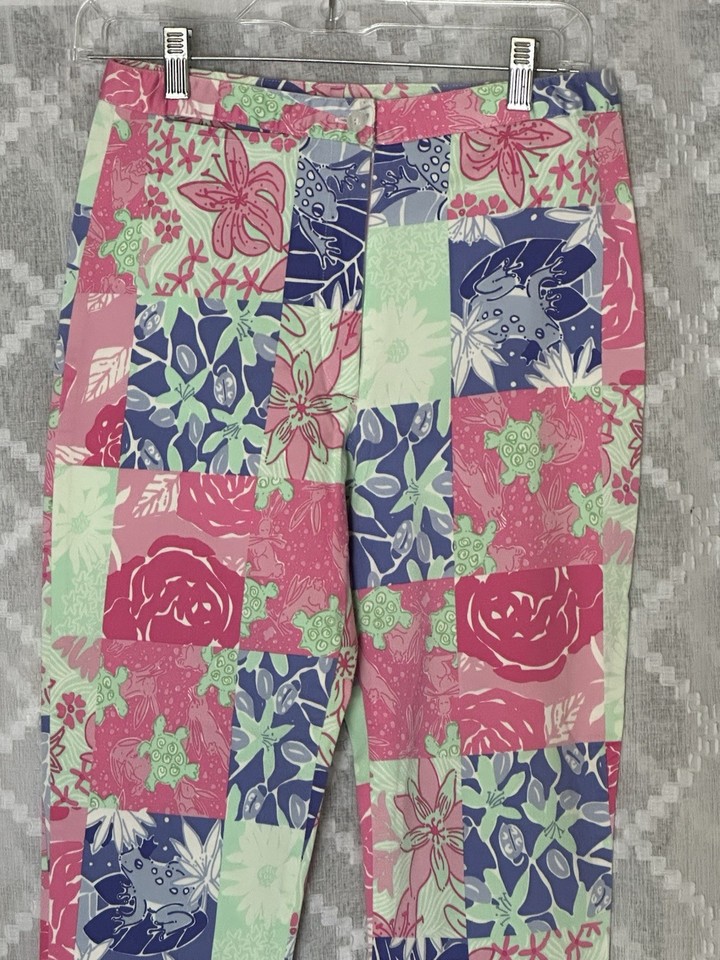 Vintage Lilly Pulitzer Capri Pants Womens 2 Stretch Turtle Bunny Frog ...