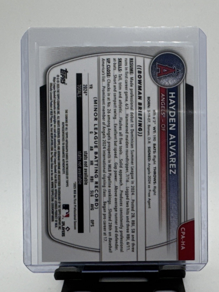 2025 Bowman Chrome Hayden Alvarez Auto 1st Bowman #CPA-HA Angels | eBay