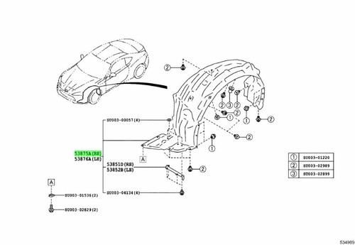 Toyota 86 Scion FR-S Fender Liner RH Toyota SU003-06093 Genuine OEM New ...