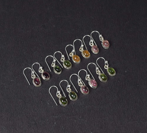 Wholesale 7PR 925 Solid Sterling Silver Tourmaline Hook Earring Lot ...