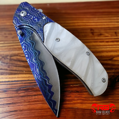 8" TACTICAL WHITE PEARL HANDLE SPRING ASSISTED FOLDING POCKET KNIFE ...