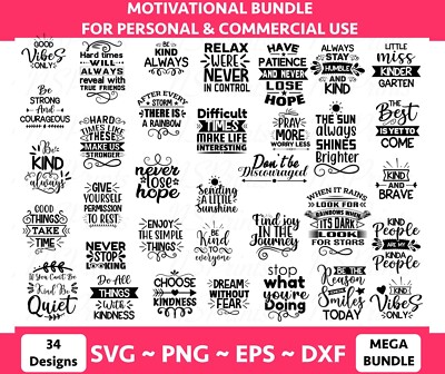 Motivational Quote SVG Cut Files Bundle, Motivational SVG Cut Files ...