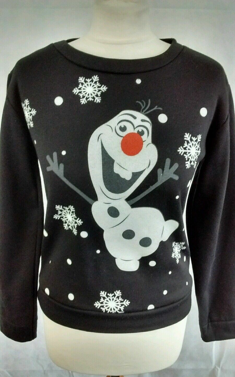 Olaf the Snowman black Frozen Walt Disney Jumper. UK… - Gem