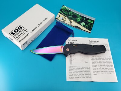 SOG FLASH II Assisted Open Plain Edge Pocket Knife! Rainbow FIRST ...