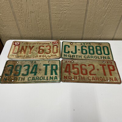 Lot of 4 NORTH CAROLINA NC LICENSE PLATE TAG 1971-73-74-75 , ALL ...