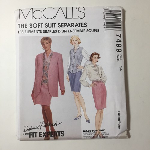 McCall's 7499 Size 14 Misses unlined Jacket Lined Vest Blouse Pull-on ...