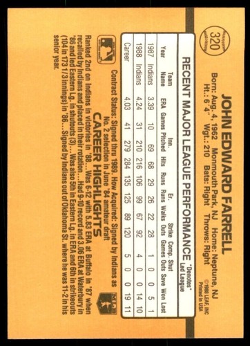 1989 Donruss John Farrell Baseball Cards #320 | eBay