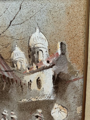 Vintage Original Boris Chezar Oil and Sand Painting 31”x19 Framed ...