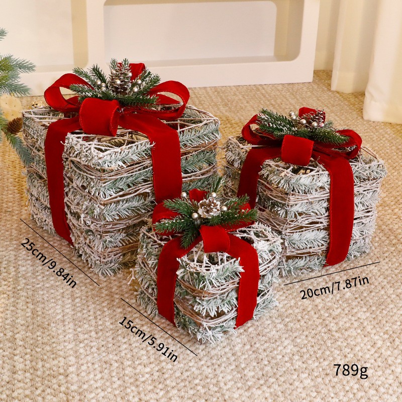 Christmas Gift Box Set With Festive Decorations For Holiday Room Decor ...