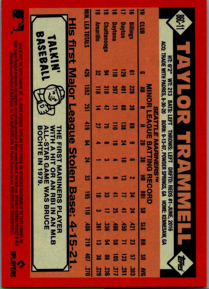 2021 Topps Update '86 Topps Silver Pack #86C11 Taylor Trammell Seattle ...