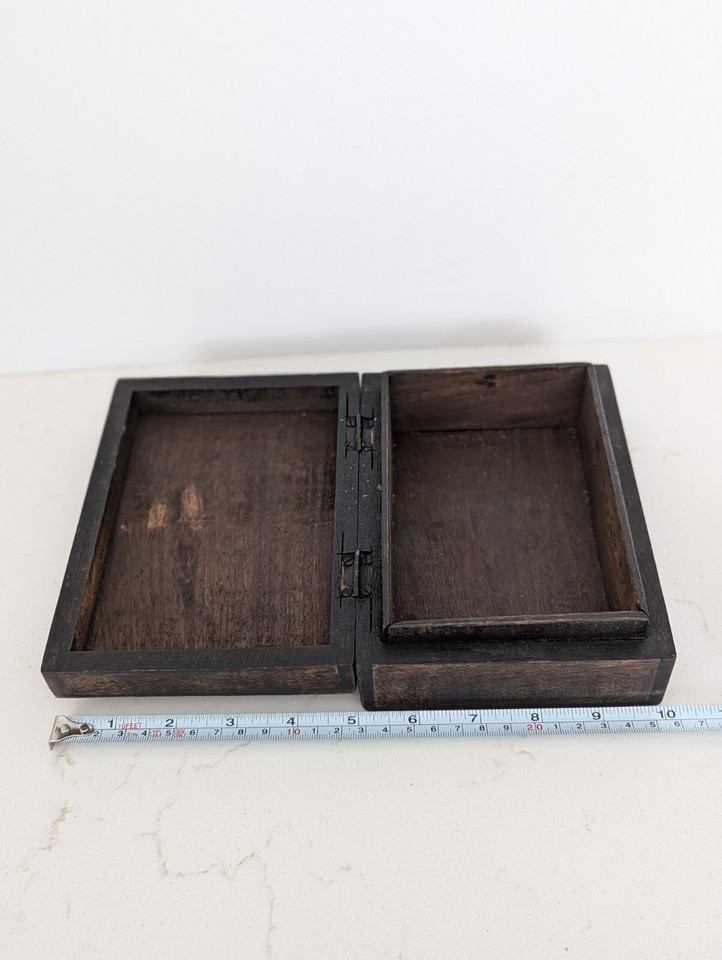Wood Tobacco Hinged Box 7×5×2.5 Vintage Antique Cigars Trinkets ...