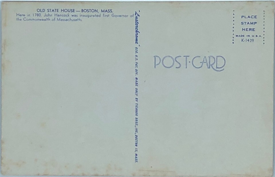 Postcard MA Boston Old State House Freedom Trail Georgian Architecture ...