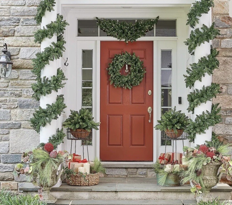 Bethlehem Lights 9' Blue Spruce Color Flip Overlit Garland Faceted ...