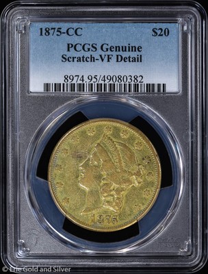 1875-CC $20 Gold Liberty Head Double Eagle PCGS Genuine VF Detail | eBay