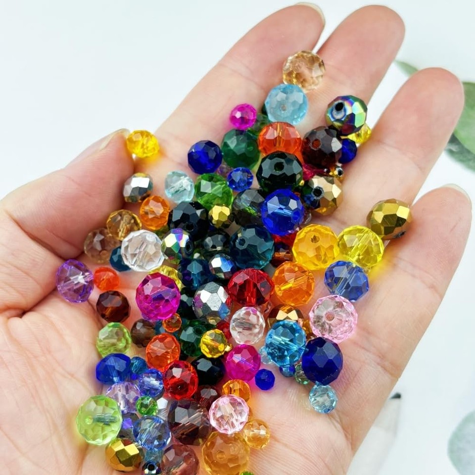 YUEXIGO 250pcs 6mm Crystal Glass Beads for Jewelry Making, 6mm, Orange ...