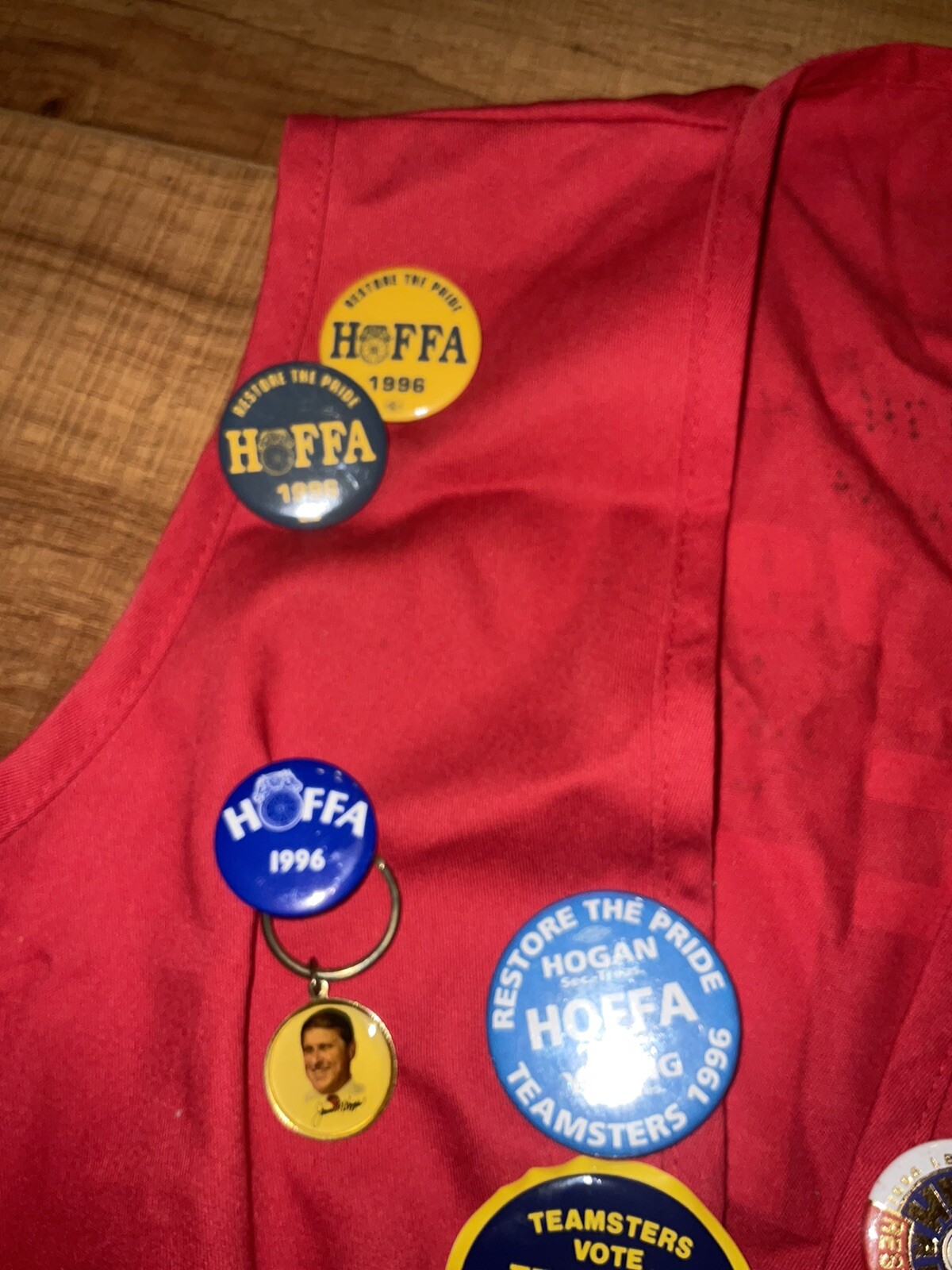 vintage james jimmy hoffa 1996 autographed vest w pin… - Gem