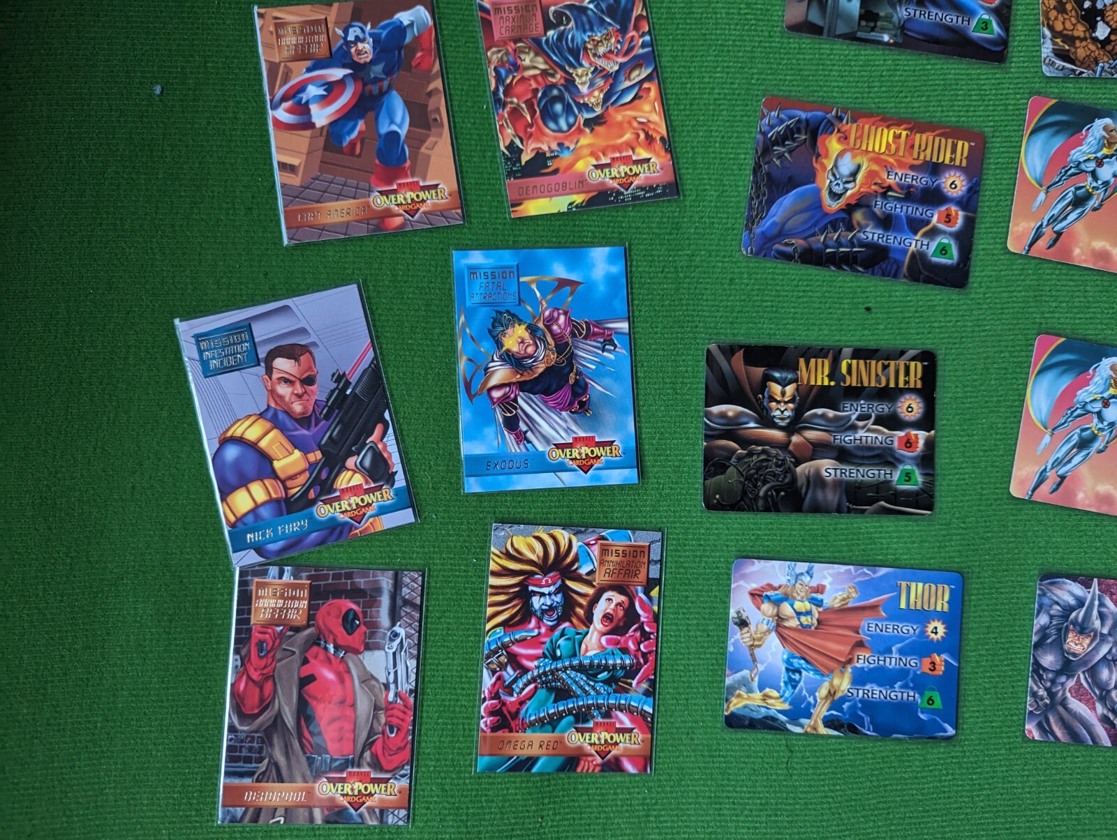 1995 Marvel Overpower Collectible Card Game Lot of 30 Cards Many ...